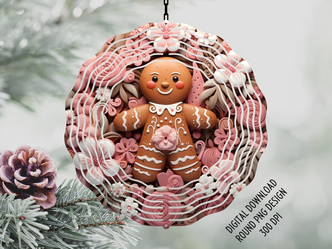 Gingerbread Man Wind Spinner Sublimation Designs Template, 3D Christmas ...