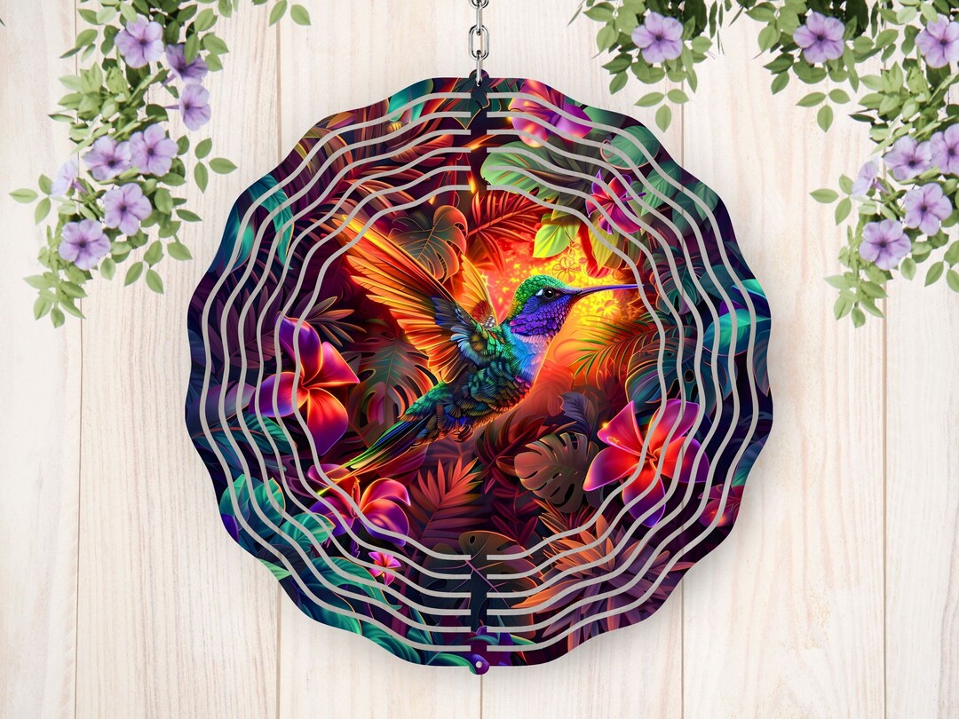 Hummingbird Wind Spinner PNG, Colorful Humming Bird Wind Spinner ...