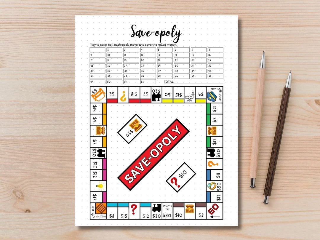 Saveopoly Savings Challenge A5 Journal Page Printable Savings Game ...