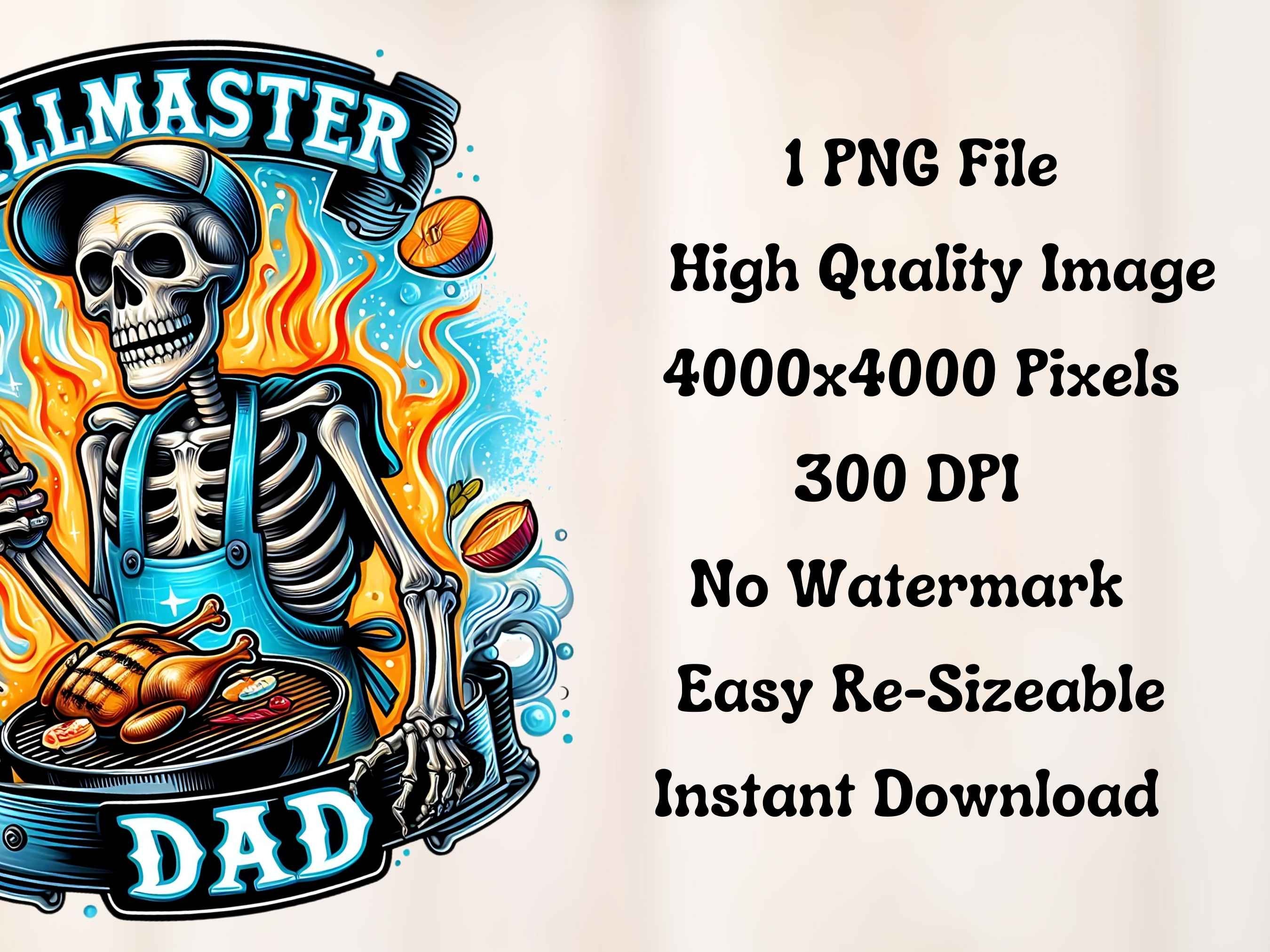 Grill Master Dad PNG, Funny Skeleton Sublimation Design, Grill Father ...