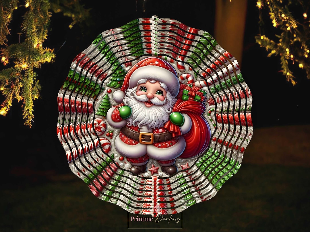 Santa Clause Christmas Wind Spinner PNG, Vintage Santa Wind Spinner ...