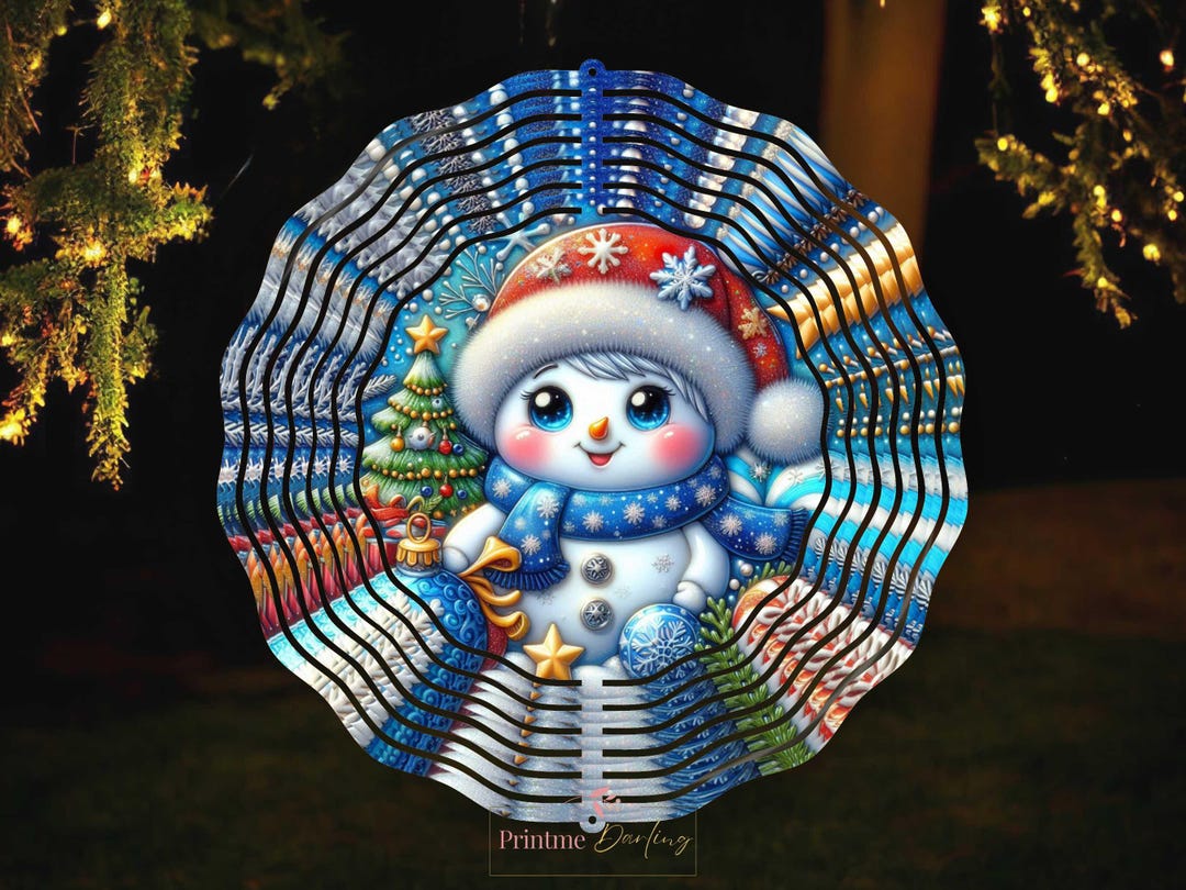 Snowman Wind Spinner PNG, Christmas Wind Spinner Sublimation Design, 3D ...