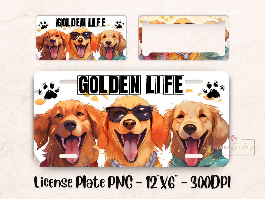 Golden Retriever License Plate Sublimation Designs Digital - Etsy