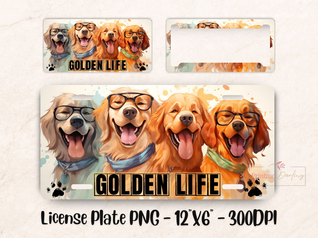 Golden Retriever Dog License Plate Sublimation Designs Digital Download ...