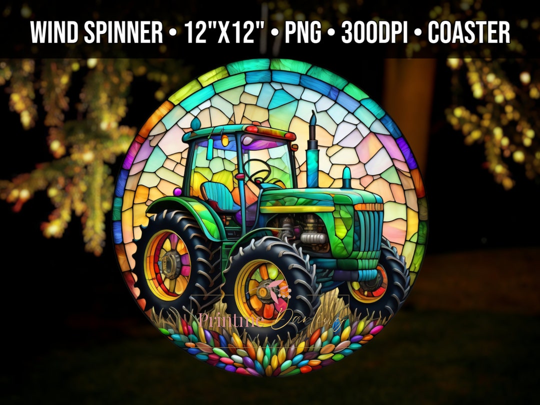 Farmhouse Tractor 3D Wind Spinner Png Sublimation, Watercolor, Round ...