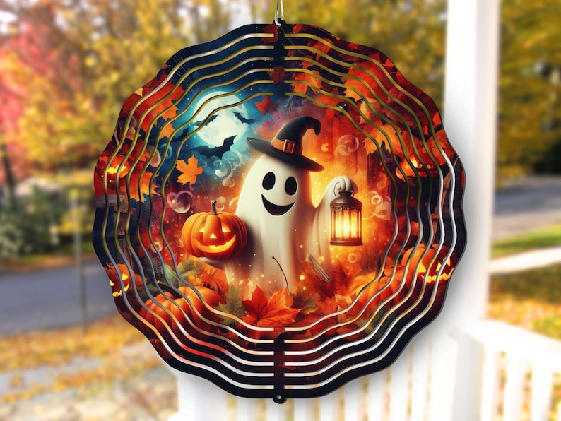 Halloween Wind Spinner PNG, Cute Ghost Wind Spinner Sublimation Design ...