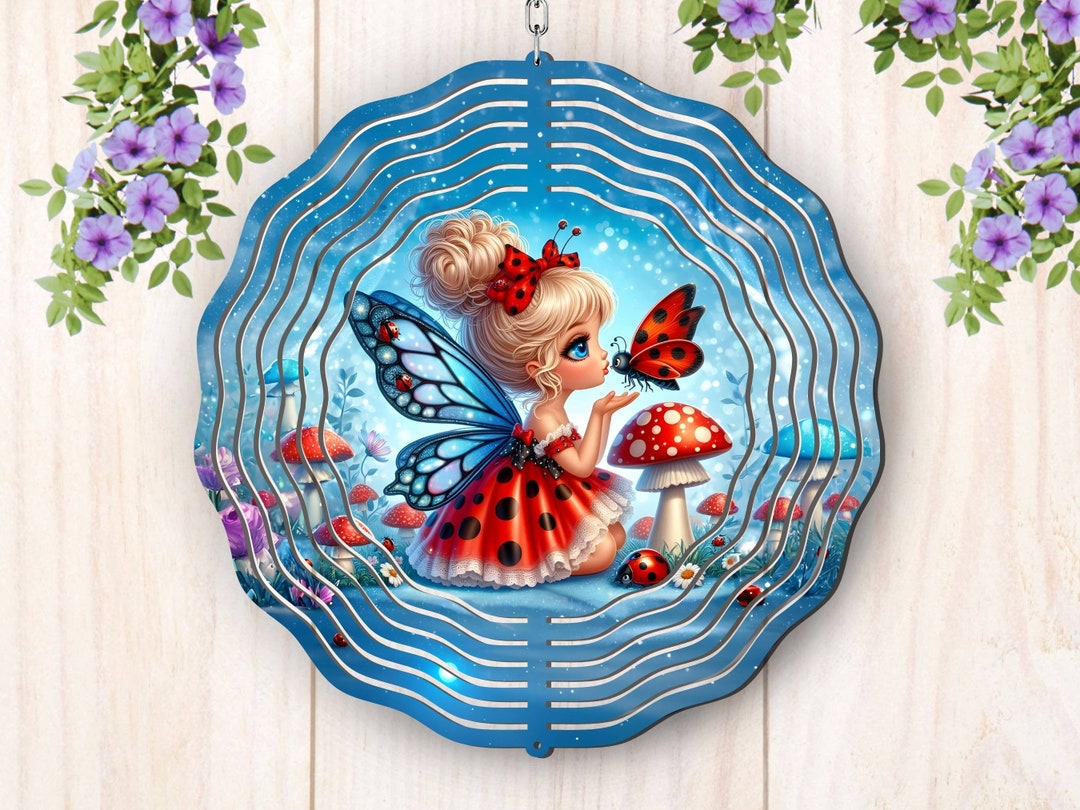 Fairy Wind Spinner PNG, Mushroom Fairy Wind Spinner Sublimation Design ...