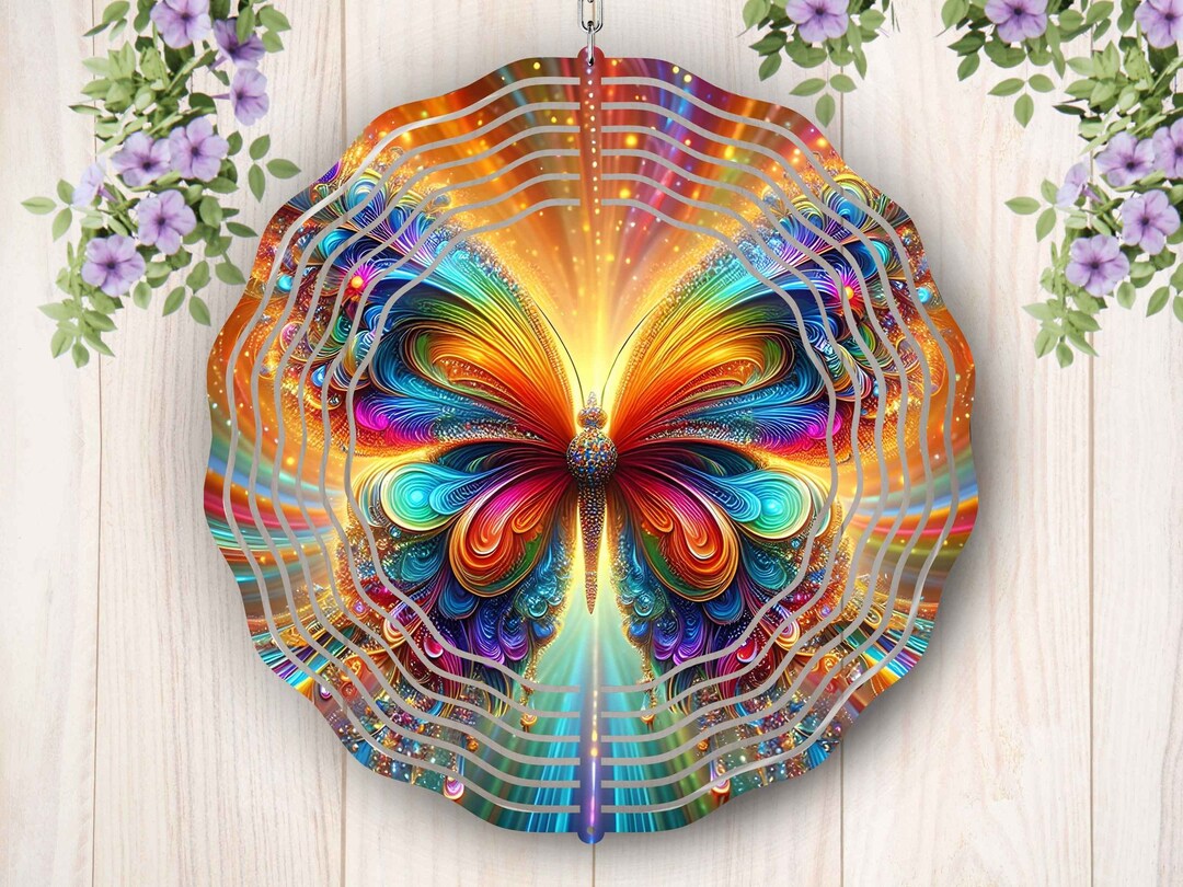 Vibrant Butterfly Wind Spinner PNG, 3D Wind Spinner Sublimation Design ...