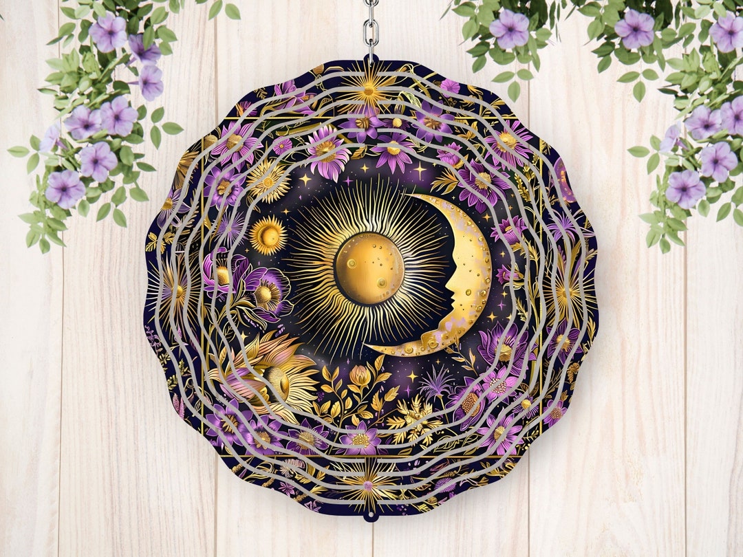 Sun and Moon Wind Spinner PNG, Celestial Sun Wind Spinner Sublimation ...