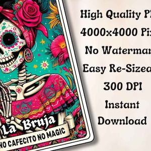 La Bruja No Cafecito No Magic Skeleton Tarot Card PNG, Funny Mexican Mom Sublimation Design ...