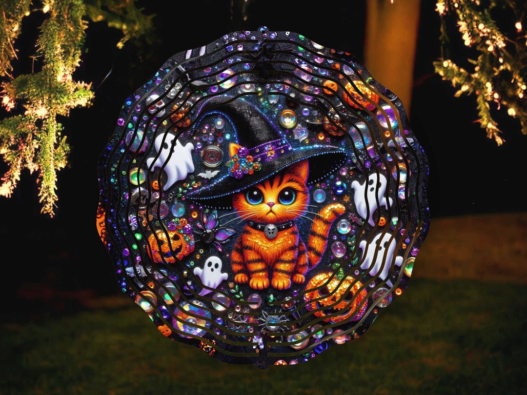 Halloween Cat Wind Spinner PNG, Spooky Cat Wind Spinner Sublimation ...