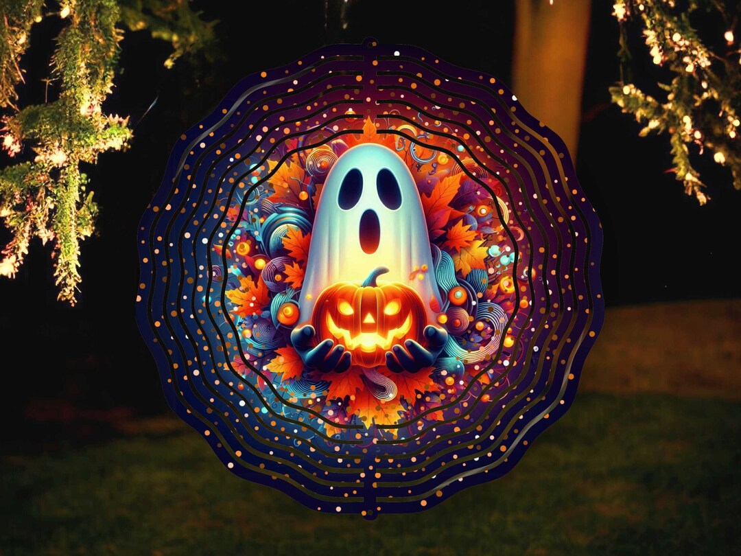 Halloween Ghost Wind Spinner PNG, Cute Ghost Wind Spinner Sublimation ...