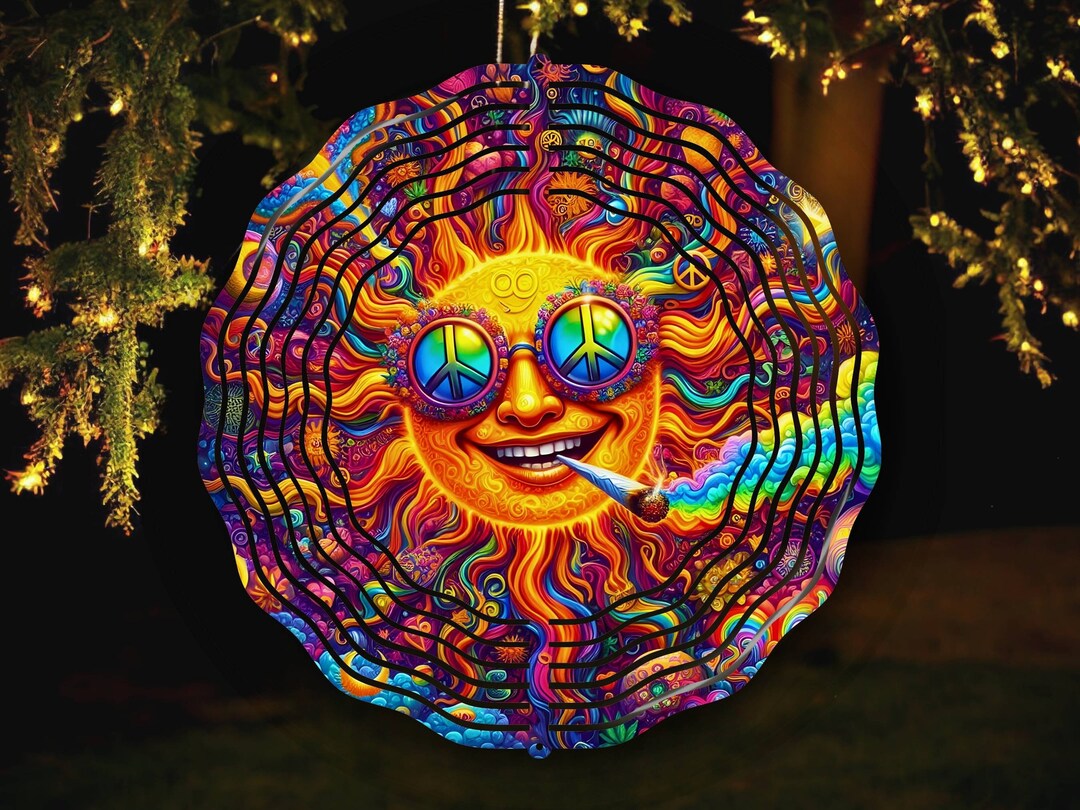 Hippie Sun Wind Spinner PNG, Celestial Sun Wind Spinner Sublimation ...