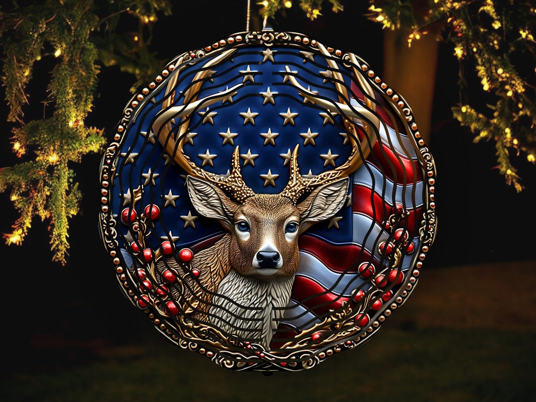 American Flag Deer 3D Wind Spinner Png Buck Hunting Wind Spinner ...