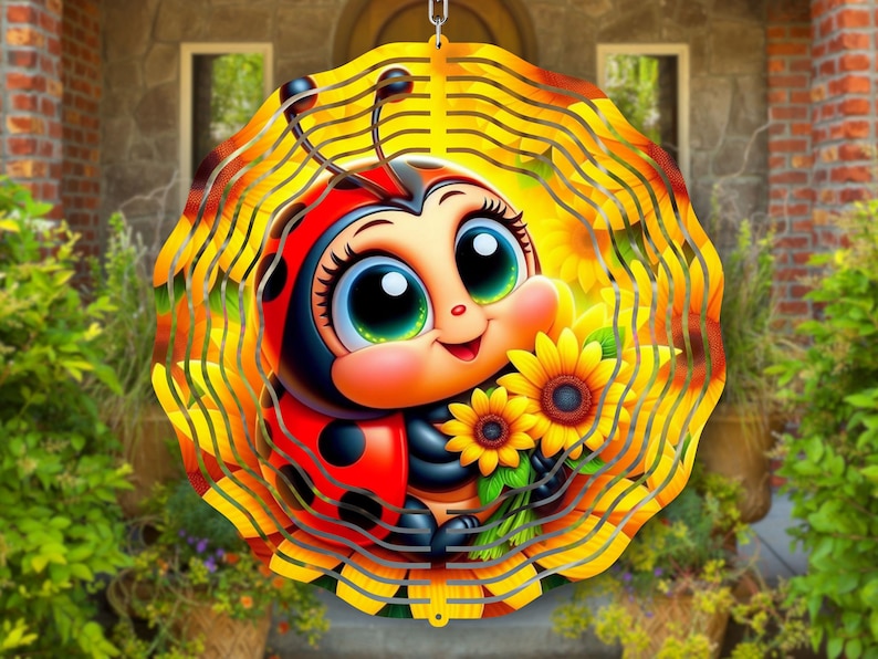 Sunflower Ladybug Wind Spinner Png Cute Wind Spinner Sublimation Design ...