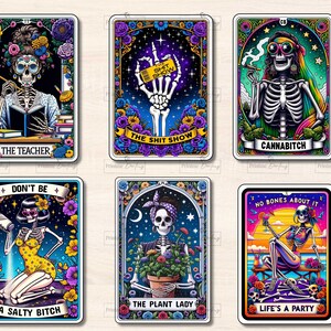 100+ Funny Tarot Card Bundle Png, Snarky Skeleton Sublimation Design ...