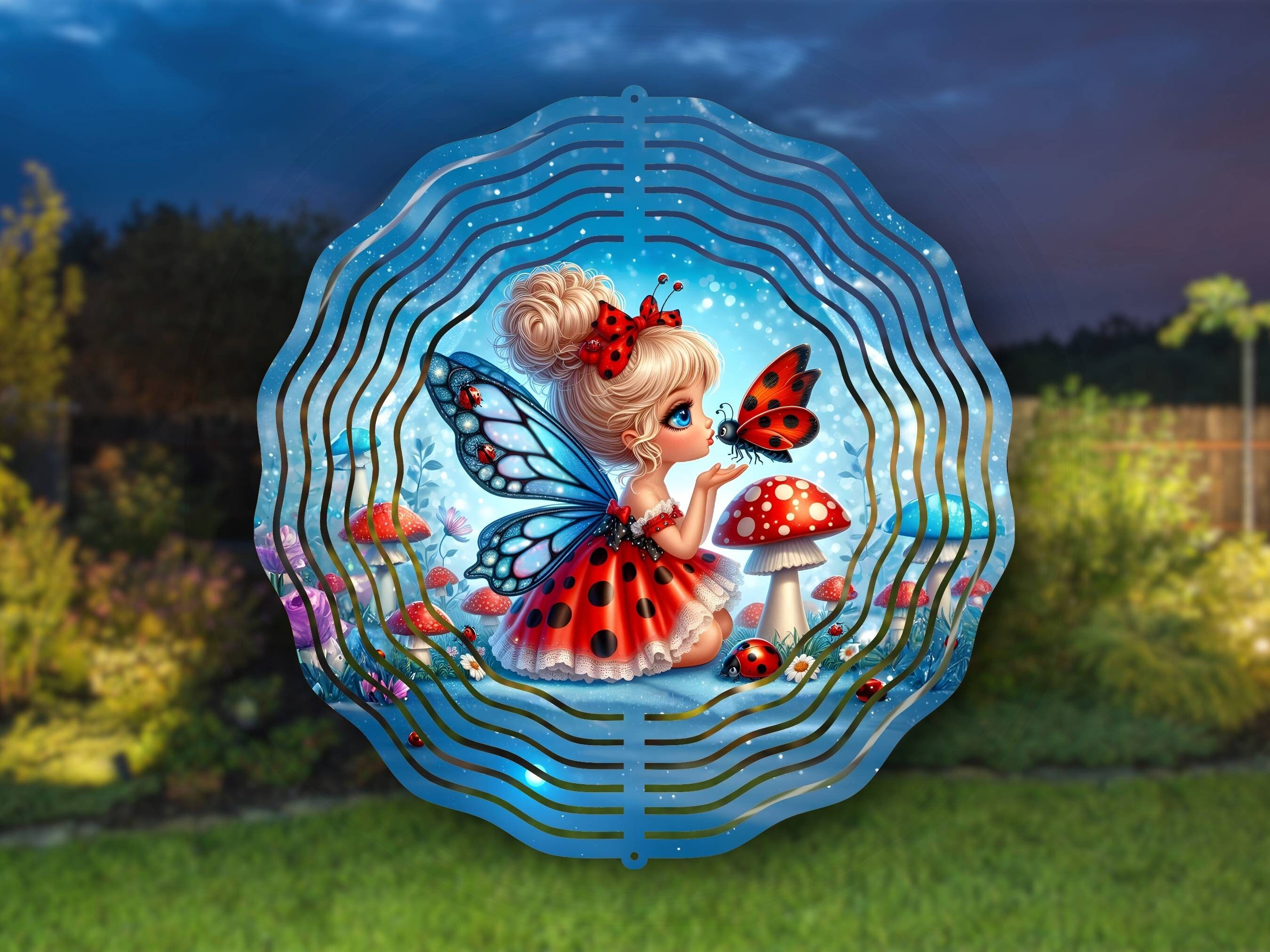 Fairy Wind Spinner PNG, Mushroom Fairy Wind Spinner Sublimation Design ...