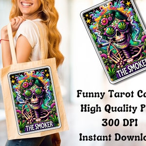 The Smoker Skeleton Tarot Card PNG, Funny Cannabis Sublimation Design ...