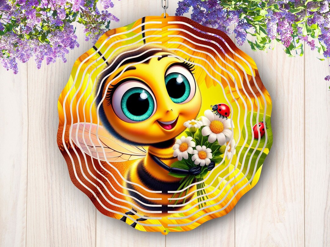 Happy Bee Wind Spinner Png Sunflower Bee Wind Spinner Sublimation ...