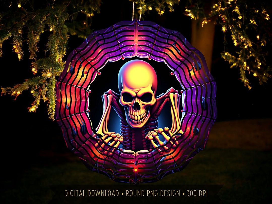 3D Halloween Skull Wind Spinner Sublimation Designs, Spooky Ghost Wind ...