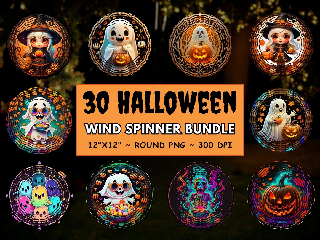 Halloween Wind Spinner Png Sublimation Design Bundle, 3D Wind Spinner ...