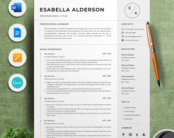 Modern Resume Template for Word and Apple Pages 1-4 Page Resume & Cover ...