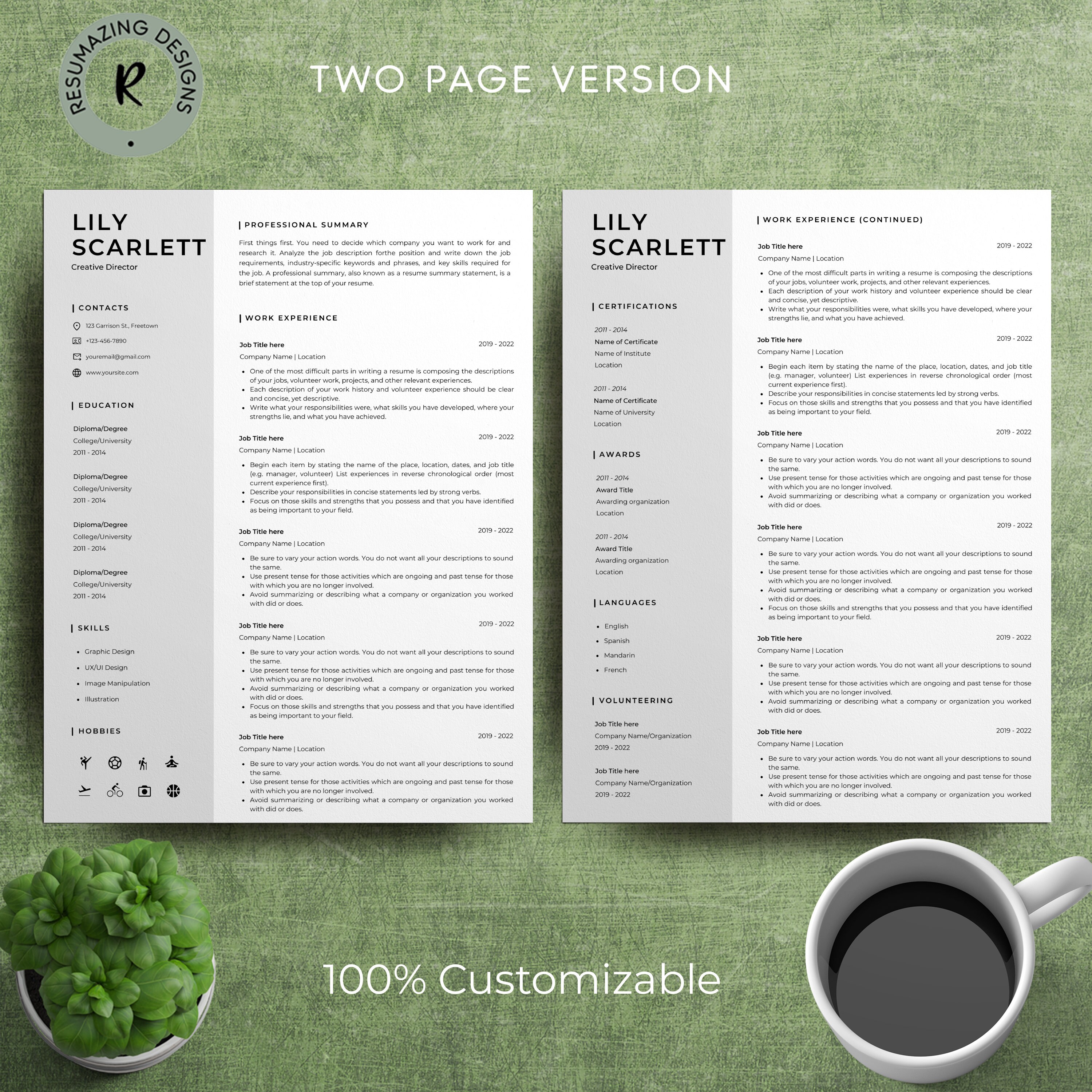 Resume Template for Google Docs, Word & Pages, Modern Resume Template ...
