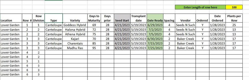 Simple Seed Starter Excel Worksheet - Etsy