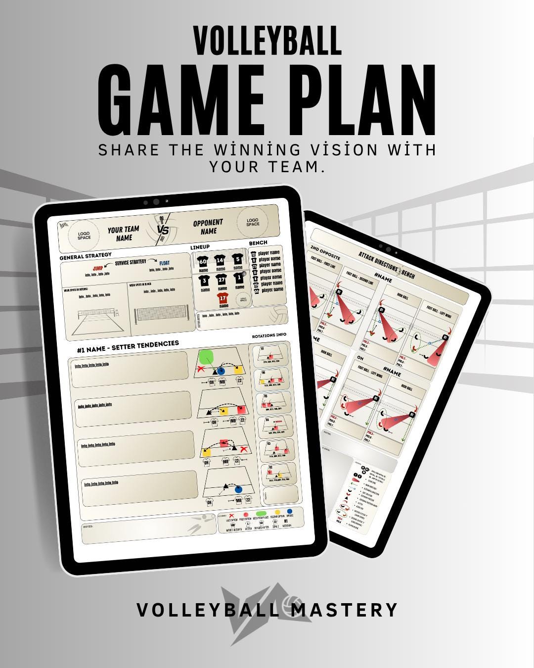 Digital Volleyball Game Plan, Fully Customizable in Canva! Prepare Your ...