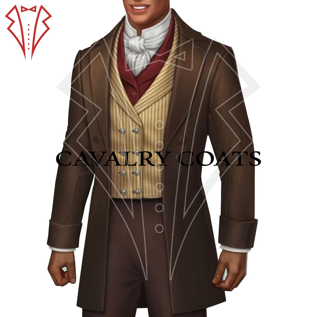 New Men Brown Wool 18th Century Style Victorian Frock Coat, David Moore ...