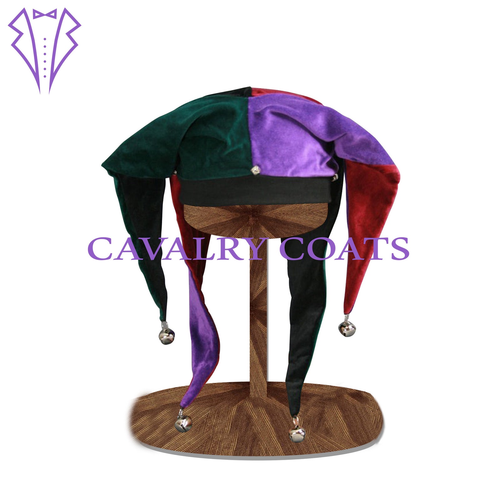 Jester Hat Purple & Black With Four Pointed Joker Halloween Costume Men ...