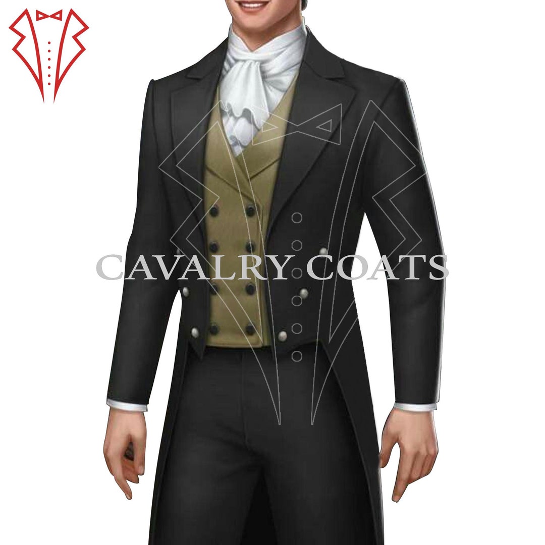 New Men Bridgerton Tailcoat, Regency Coat Dated 1830 Jacket, Military Tailcoat, Jane Austen ...