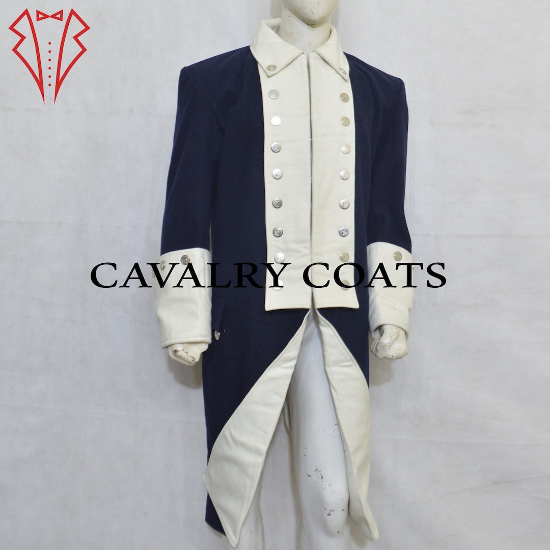 New Men Navy Blue Wool 18th Century Revolutionary War Coat, Naval ...