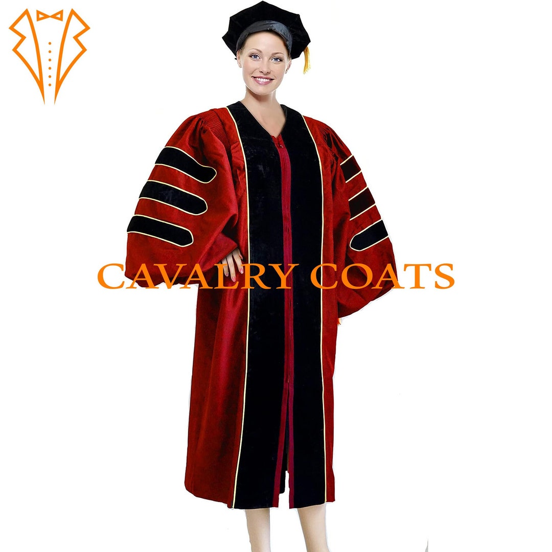 New Women Velvet Doctoral Tam Gown, Doctoral Unisex Robe, Pastor Robe ...