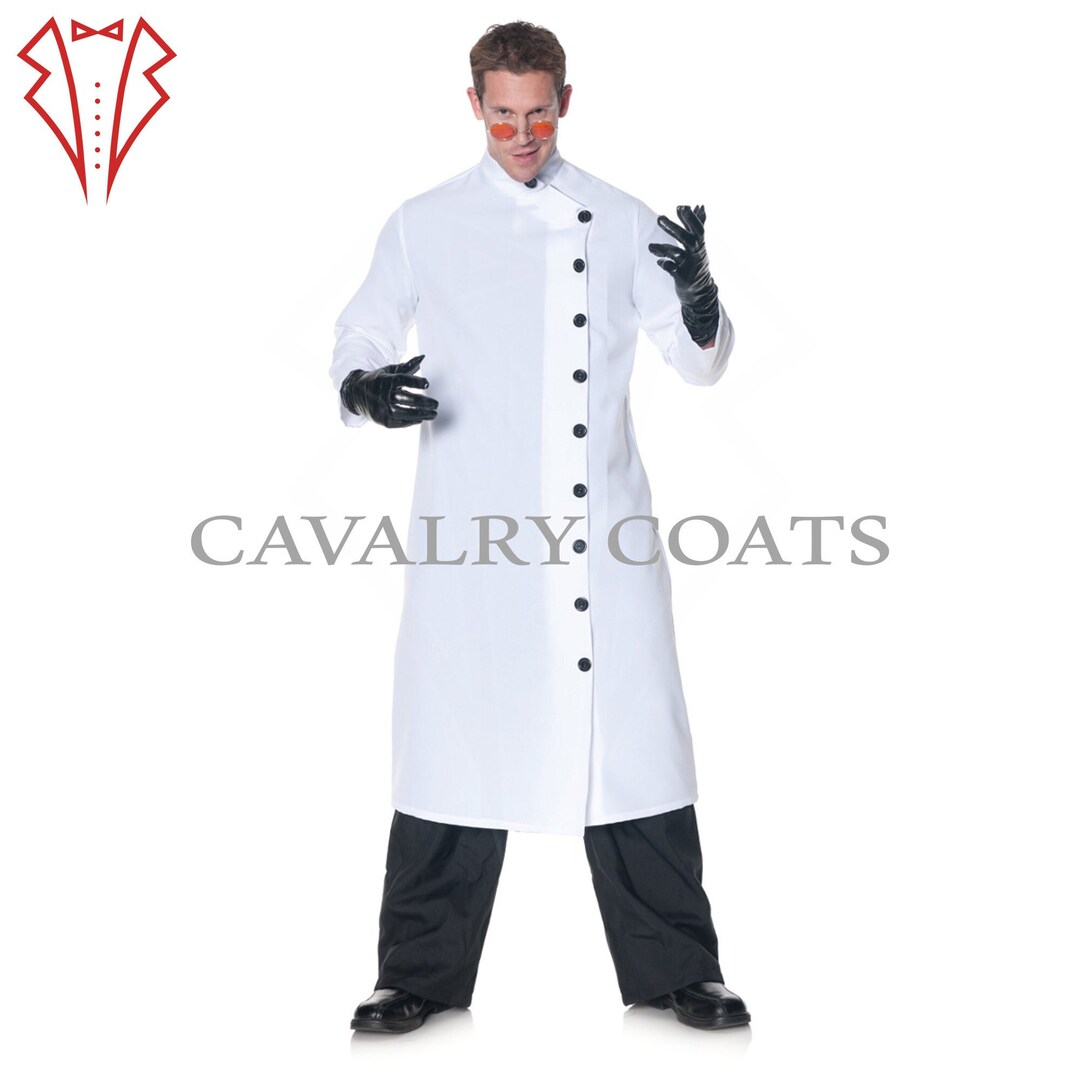 New Men White Cotton Mad Scientist Howie Lab Coat, Steampunk Lab Coat ...