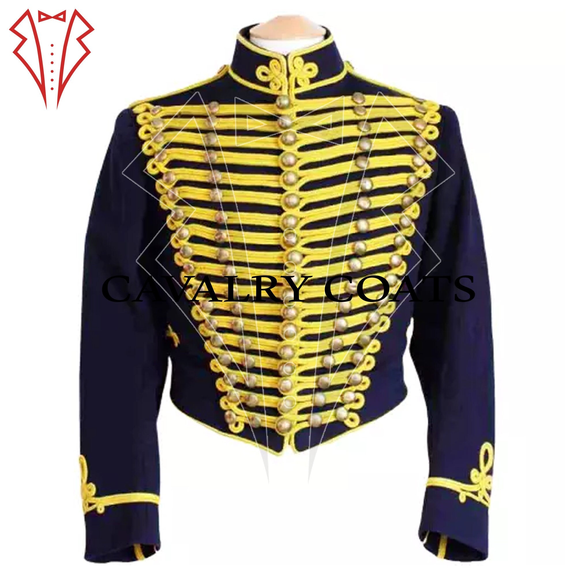 New Men Navy Blue Wool Napoleonic Hussar Jacket, Hussar Tunic Jacket ...