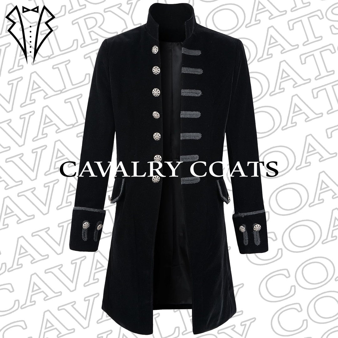 New Men's Black Velvet Goth Steampunk Victorian Frock Coat, Halloween Frock Coat, Elegant Frock ...