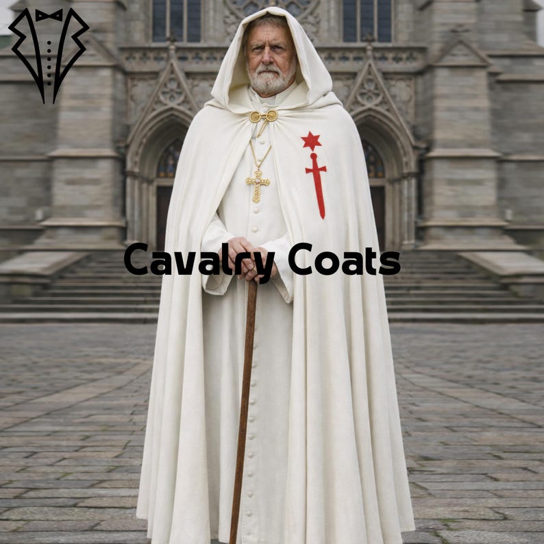 Templar Church Father Hooded Cloak, Medieval Clergy Robe, Gothic Priest ...