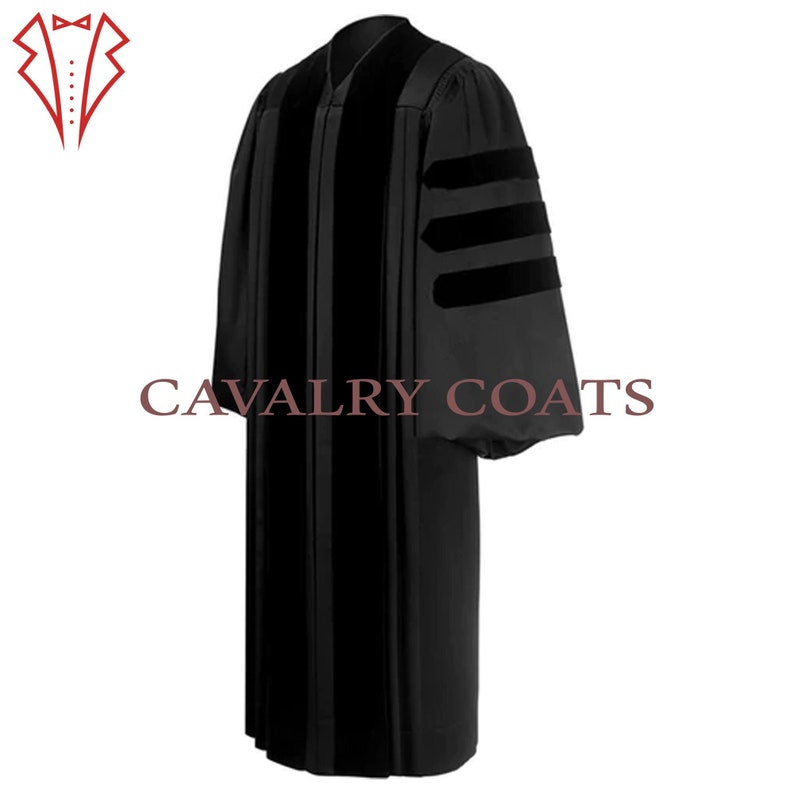 New Unisex Black Cotton & Velvet Deluxe Black Clergy Robe, Clergy Robe ...