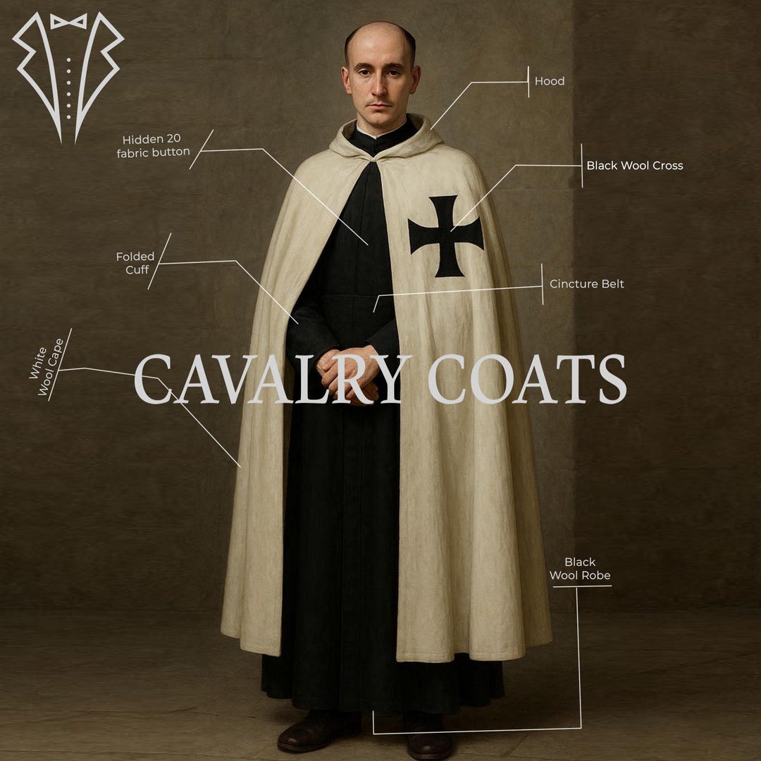 Templar Monk Cloak With Black Cross – Medieval Crusader Cape, Monastic ...