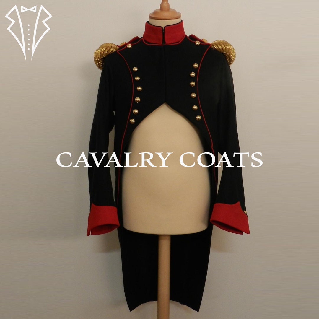 New Men Black Wool French Napoleonic Emperor Uniform, Mounted Hunter ...