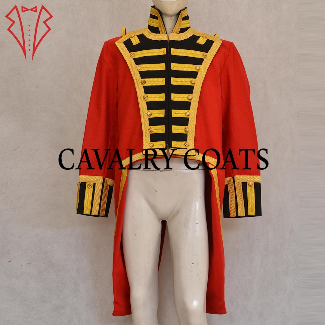 New Men Red Wool Hussar Tailcoat, British Foot Officer Jacket, 58th ...