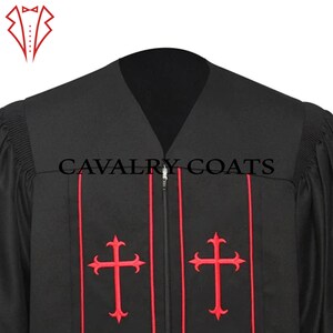 Cotton Clergy Robe: Unisex Liturgical Pastor Robe With Red Cross - Etsy