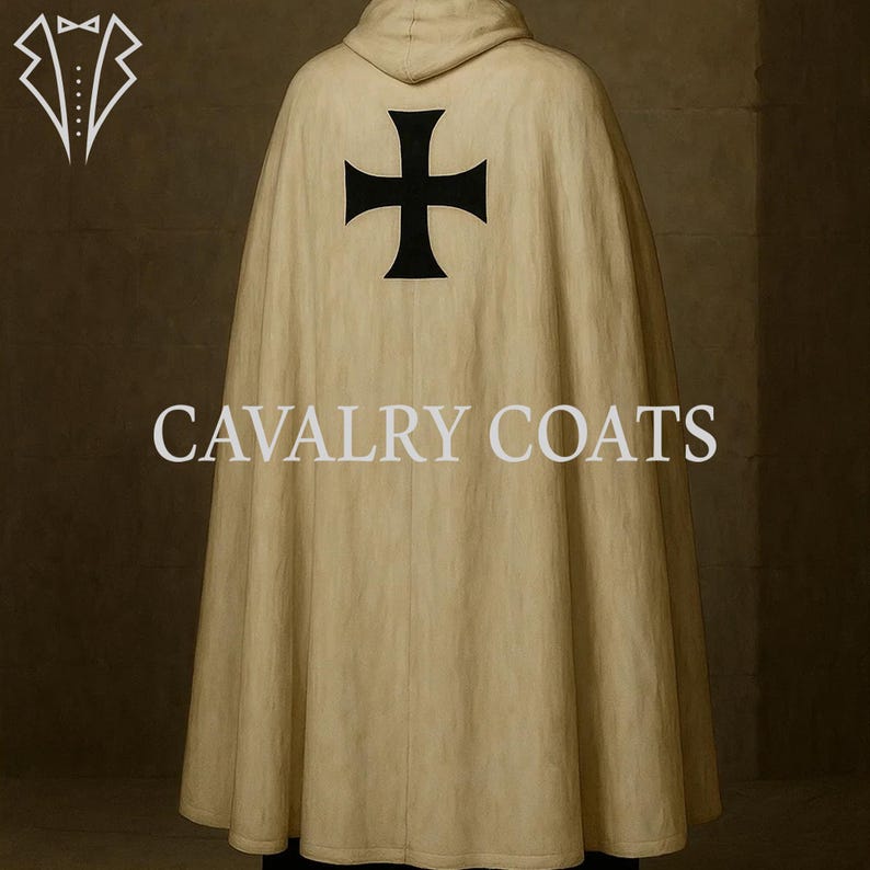 Templar Monk Cloak With Black Cross – Medieval Crusader Cape, Monastic ...