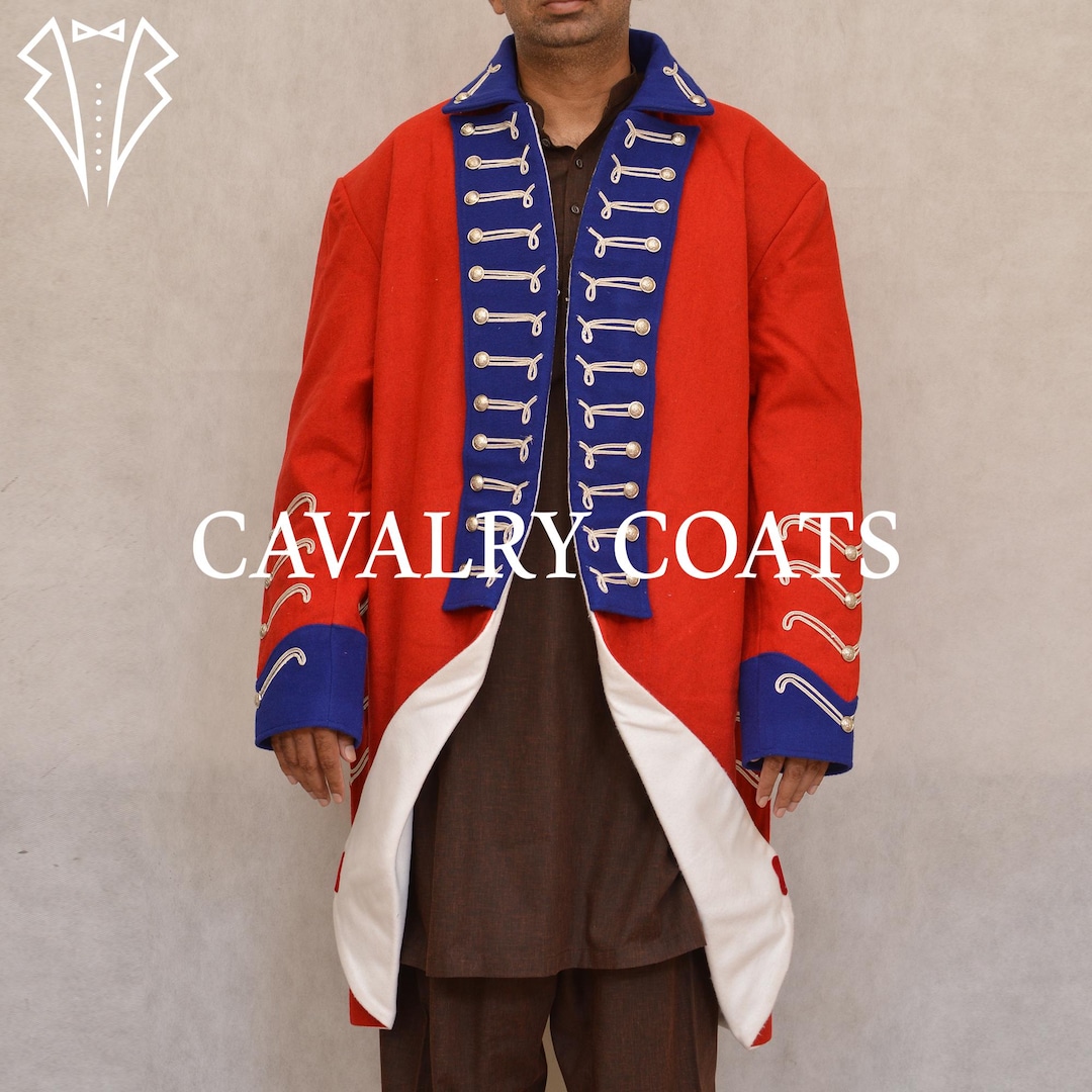 New Men Red Wool Napoleon Jacket, 18th Century Style French Napoleon ...