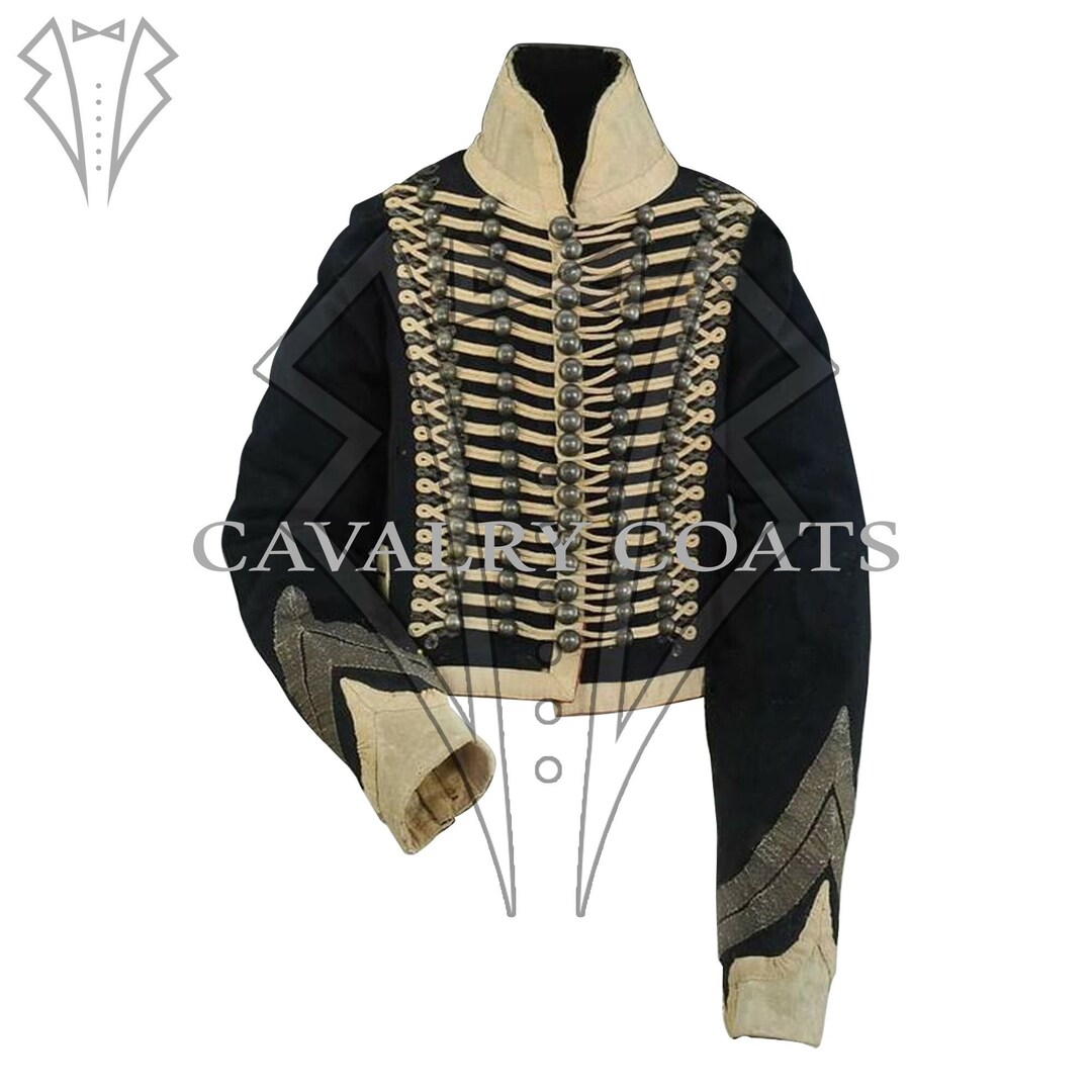 New Men Black Wool 18th Century Dolman Hussar Jacket, Hussar Brigadier ...