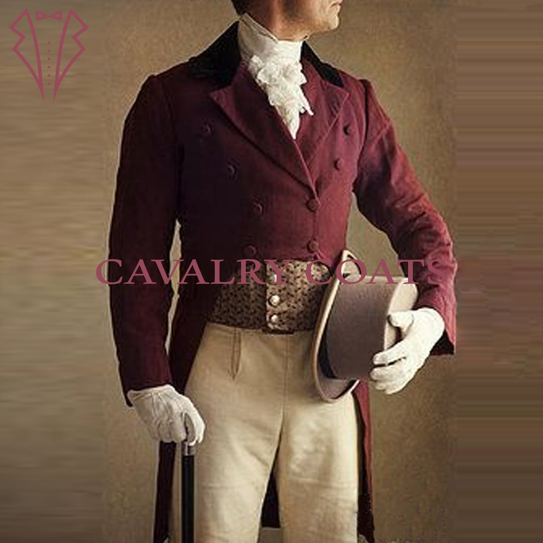 New Men's Maroon Wool Regency Tailcoat, British Tailcoat Dated 1830-50 ...