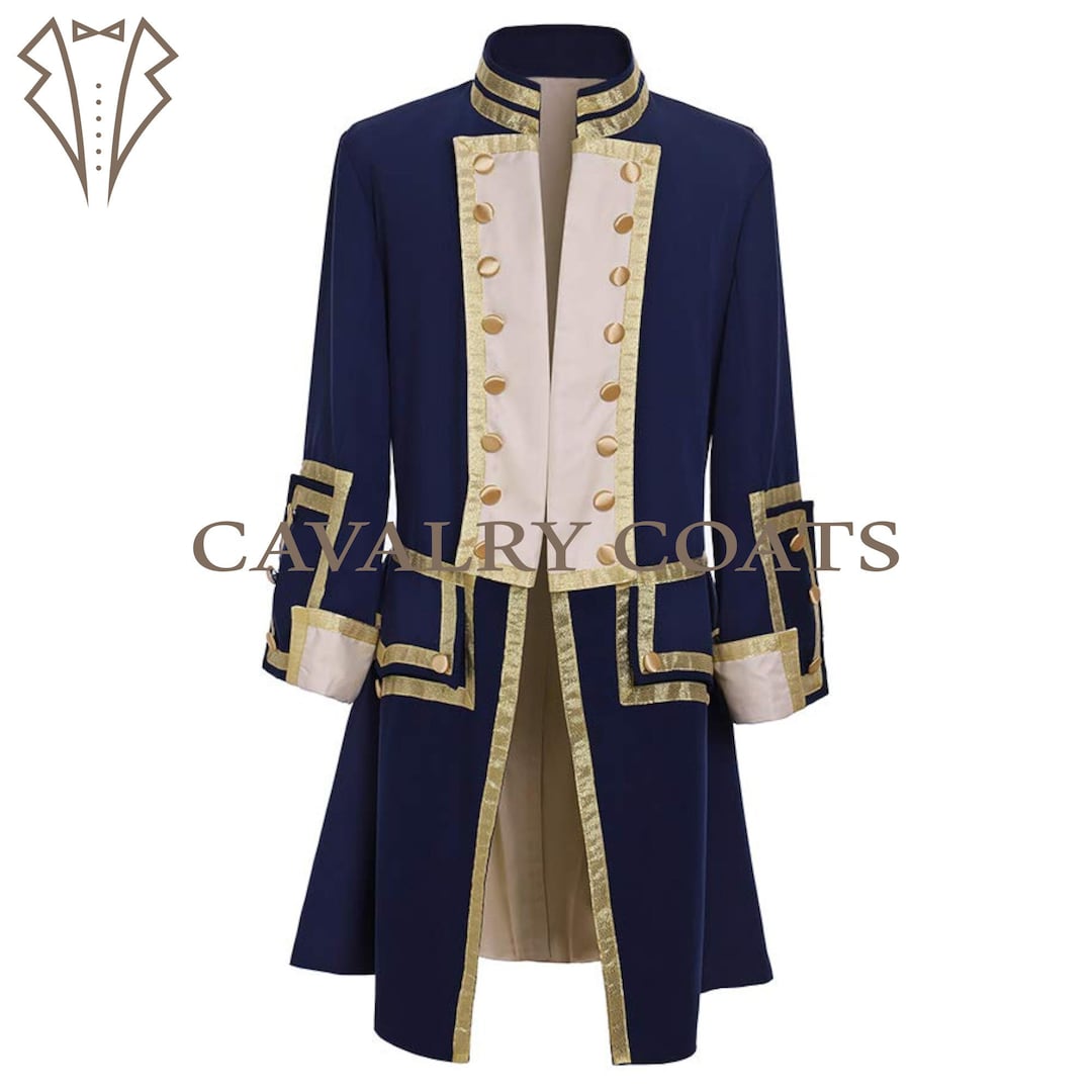 New Men's Navy Blue Wool Steampunk Tailcoat, Regency Tailcoat, Medieval ...