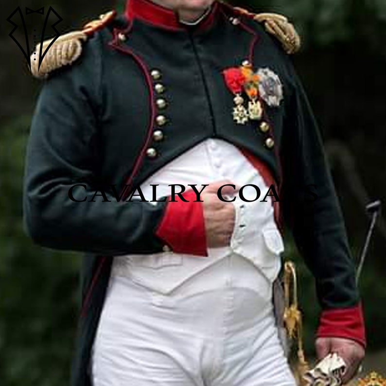 New Men Black Wool French Napoleonic Emperor Uniform, Mounted Hunter ...