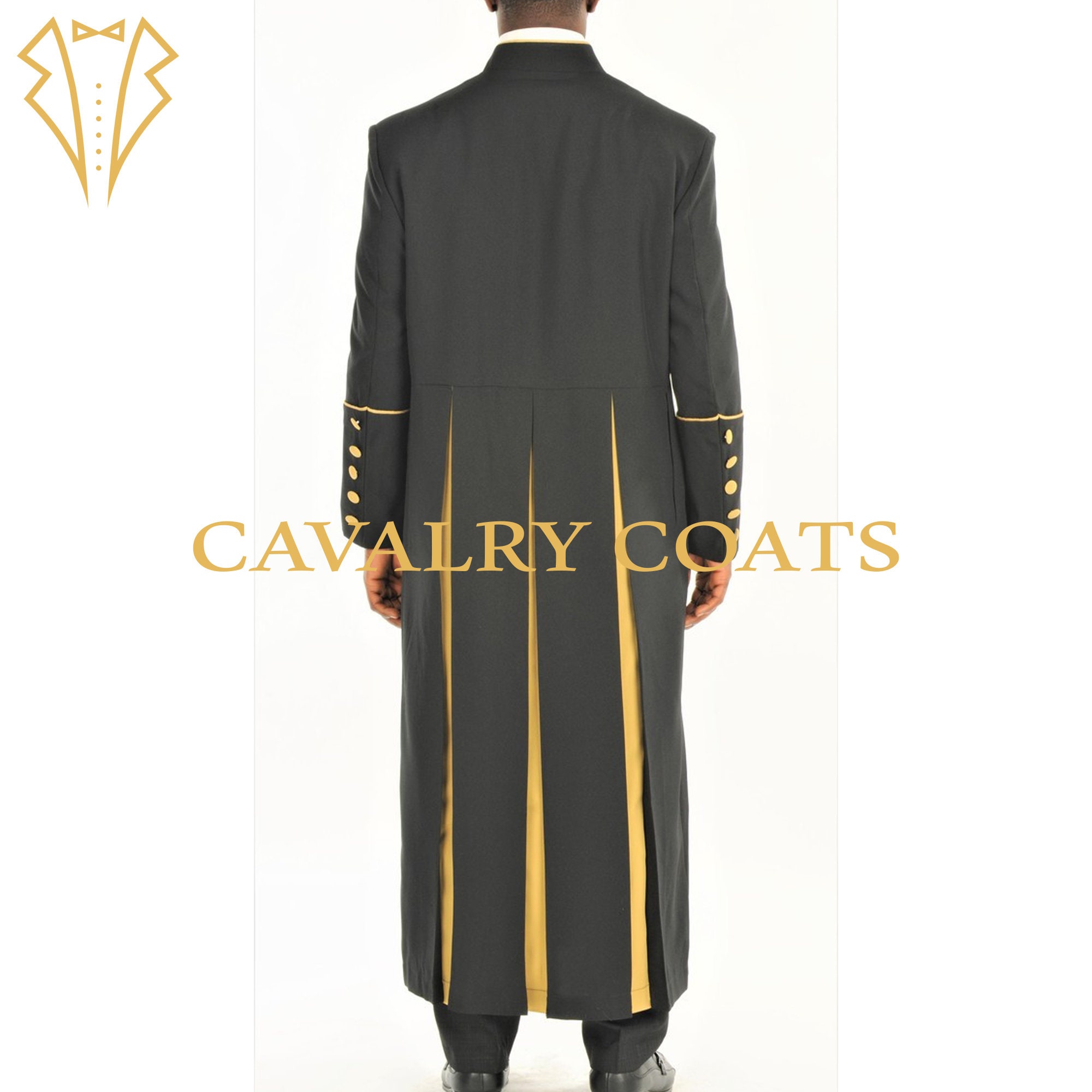 New Men's Cotton Adam Clergy Robe in Black & Gold, Custom Made Pastor ...